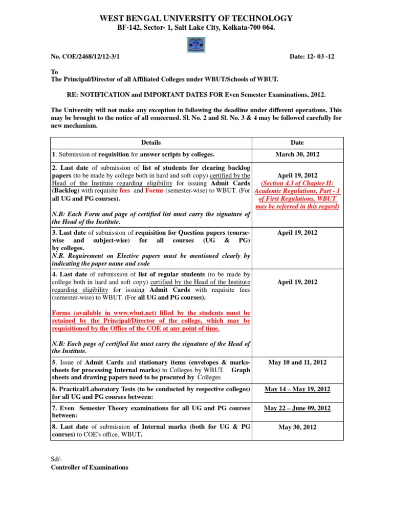 West Bengal University of Technology: BF-142, Sector-1, Salt Lake City, Kolkata-700 064 ...