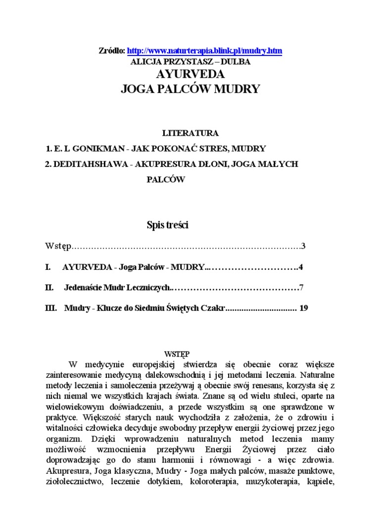 Ayurveda - Joga Palców - Mudry | PDF