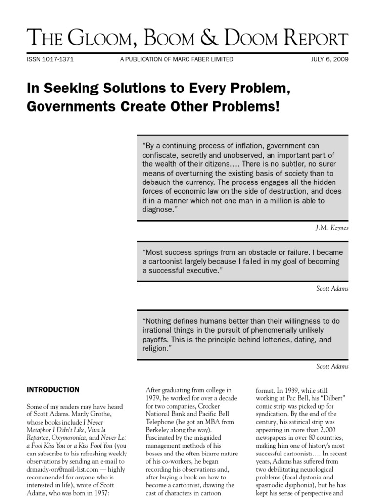 The Gloom Boom & Doom Report July 2009 | PDF