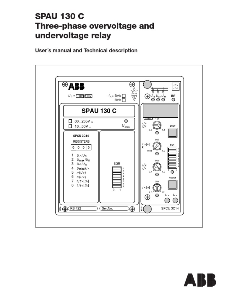 Spau 130 C Three-Phase Overvoltage and Undervoltage Relay: User S ...