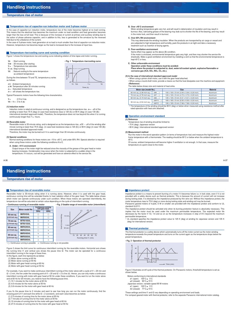 Handling Instructions: Temperature Rise of Motor | PDF | Electrical ...