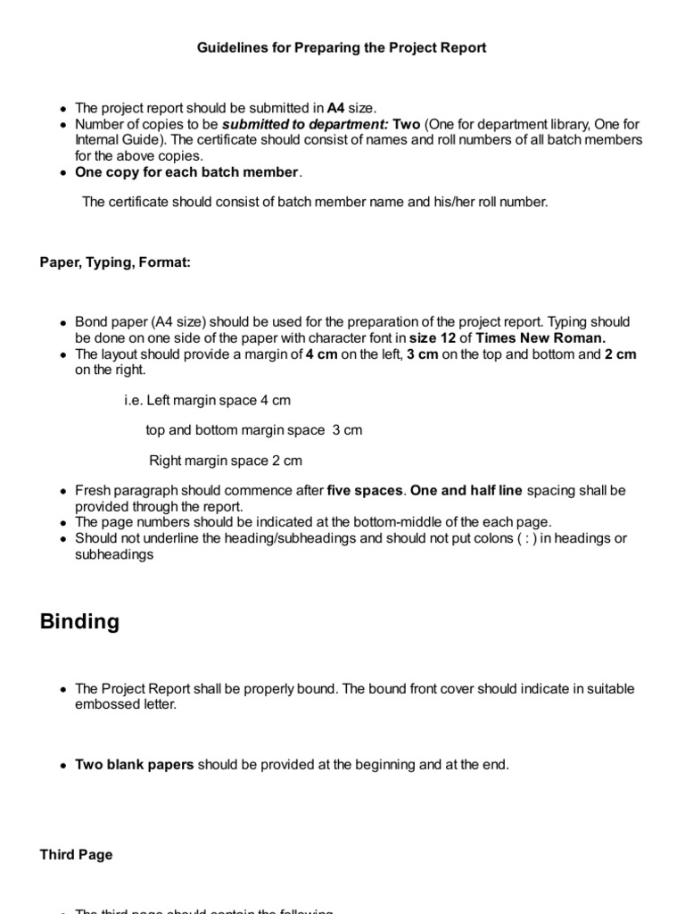 Guidelines For Preparing The Project Report | PDF | Paragraph | Text