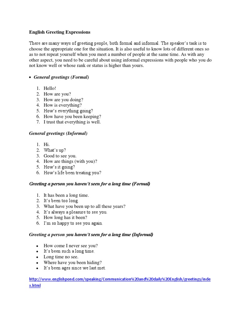 English Greeting Expressions | PDF | Grammatical Number | Rules