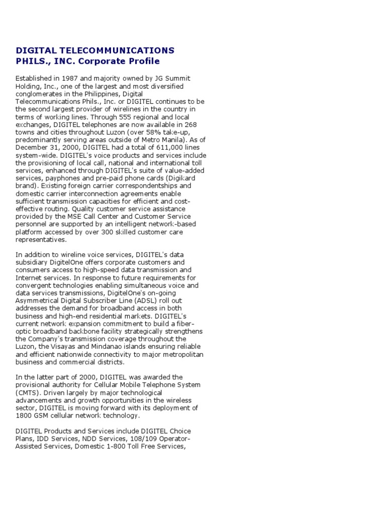 Digital Telecommunications Phils | PDF | Internet Access ...