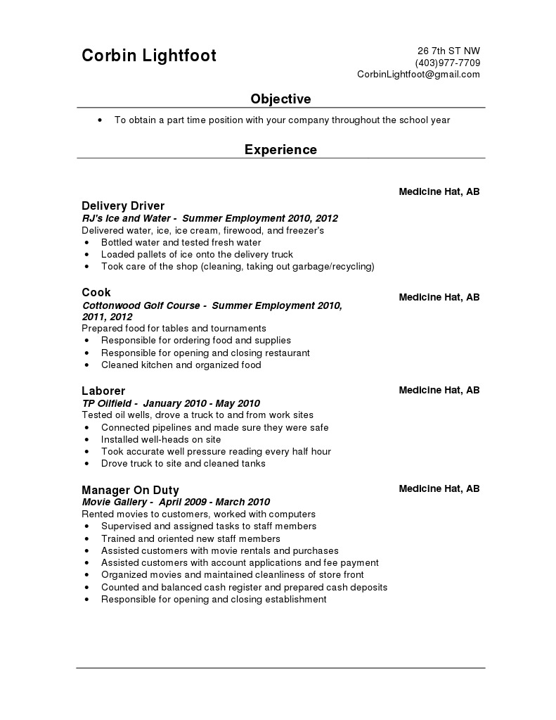 Corbin Lightfoot's Resume for Part-Time Job | PDF | Career & Growth | Business