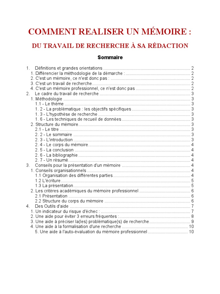 Comment Realiser Un Memoire | PDF | Lecture (Processus) | Expérience