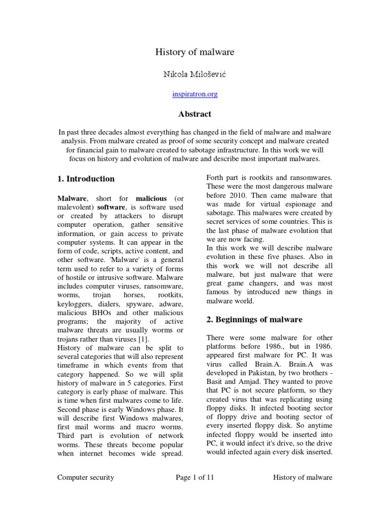 Malware History | PDF | Computer Virus | Malware