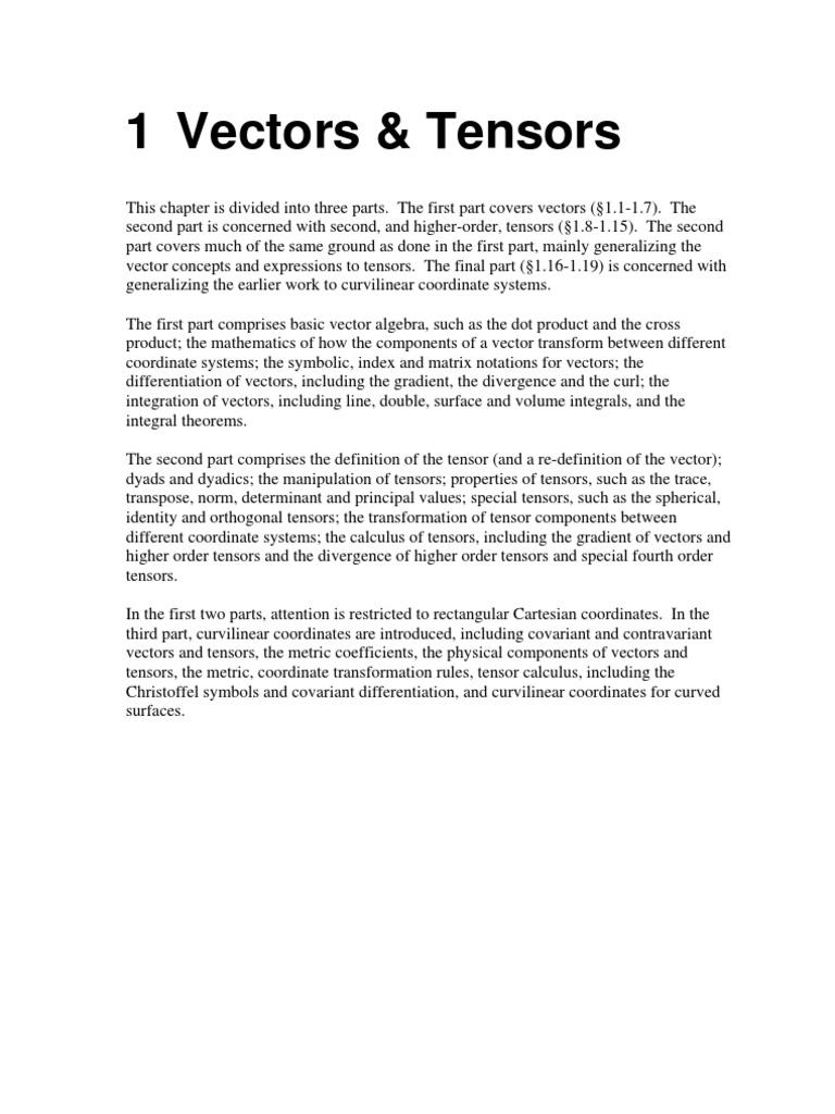 Vectors Tensors And Curvilinear Coordinates A Comprehensive Introduction To The Mathematical