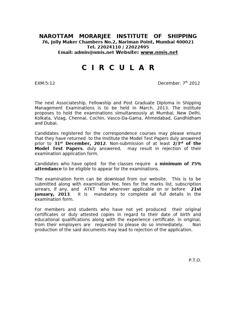 Exam Circular | PDF | Postgraduate Education | Test (Assessment)