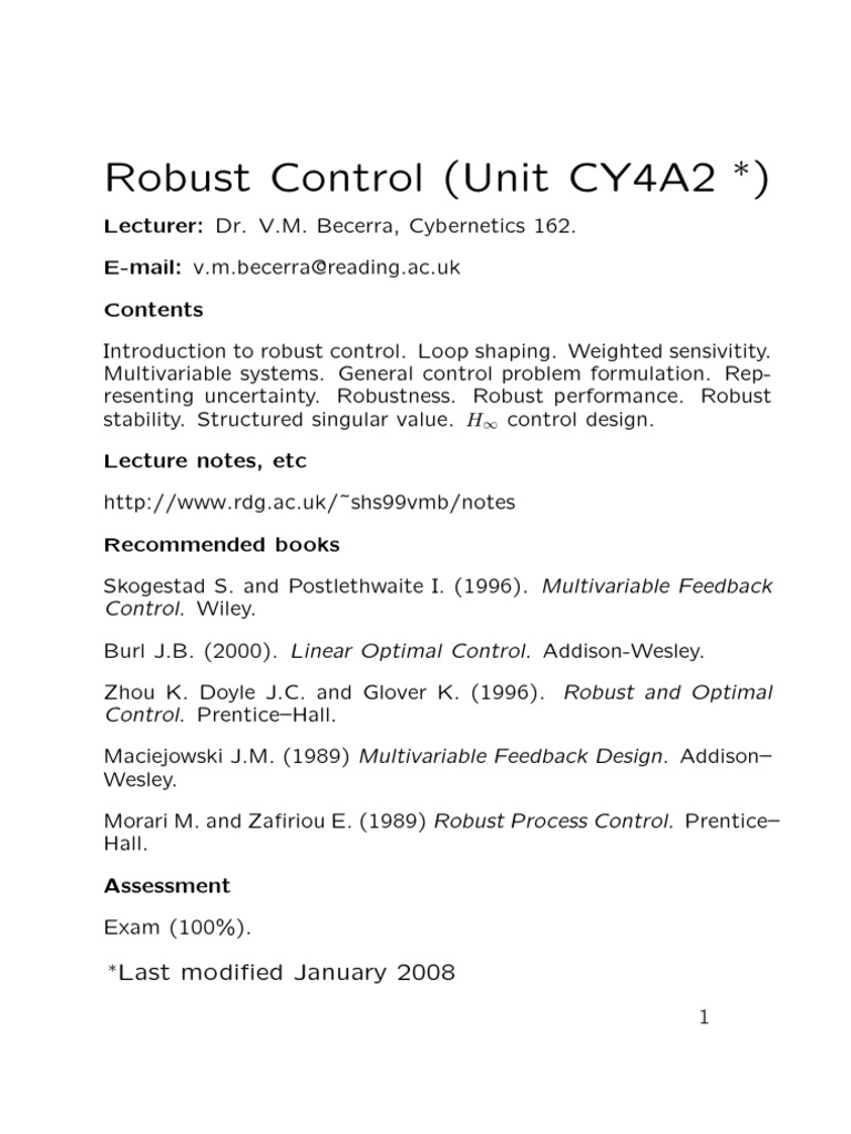 An Introduction to Robust Control: Quantifying and Managing Uncertainty ...