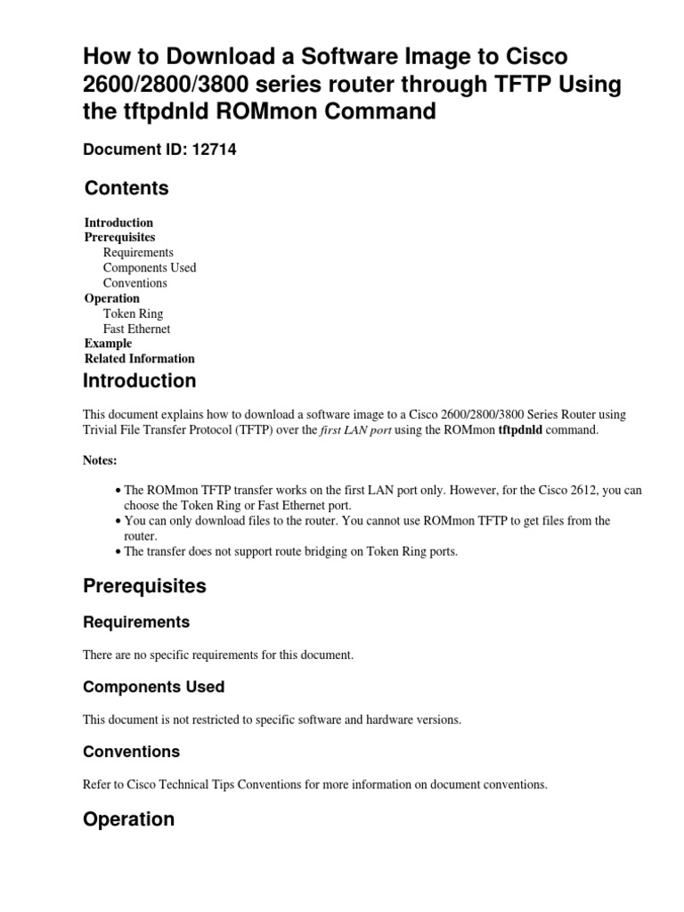 Cisco How To Download A Software Image To Cisco 2600-2800-3800 Series ...