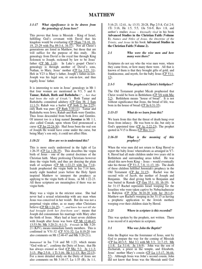 Matthew PDF | PDF | John The Baptist | Christianity