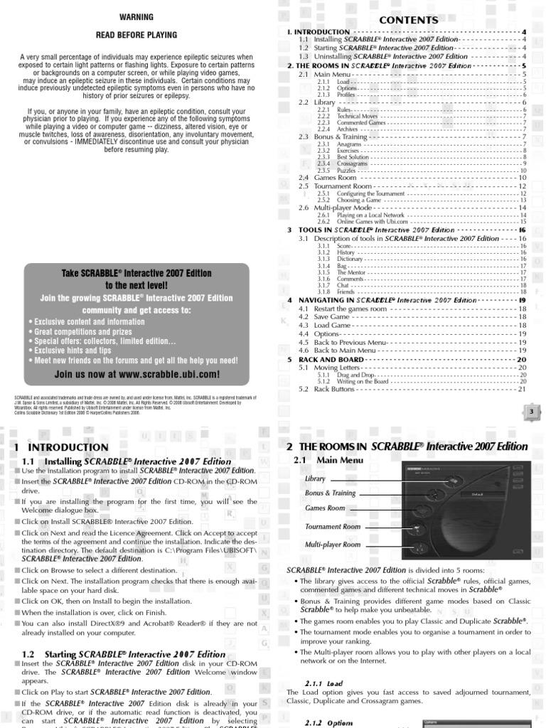 Warning Read Before Playing: Take Scrabble Interactive 2007 Edition To ...