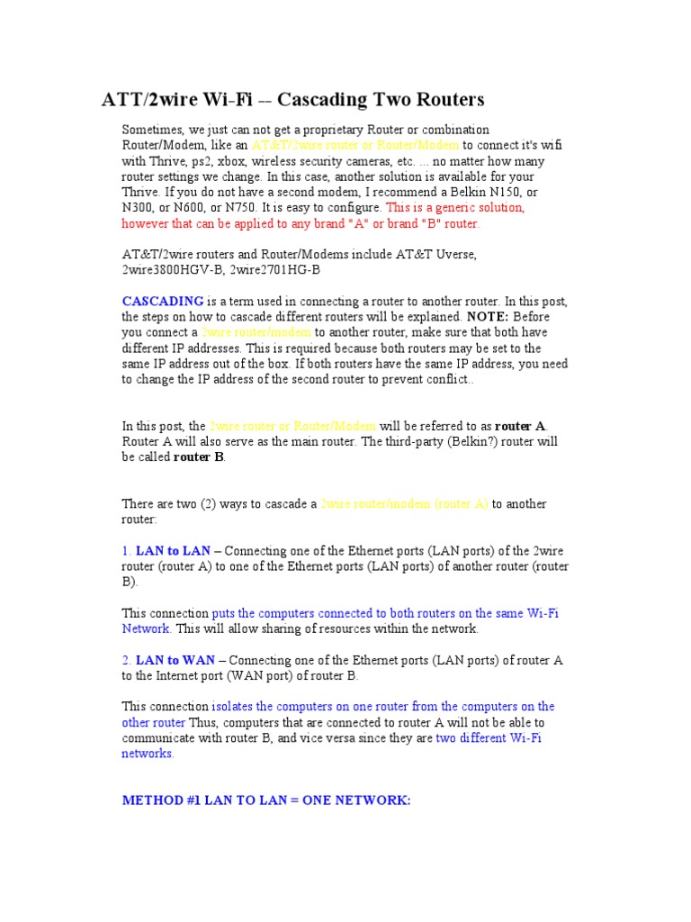 Router Cascading Guide | PDF | Wi Fi | Local Area Network