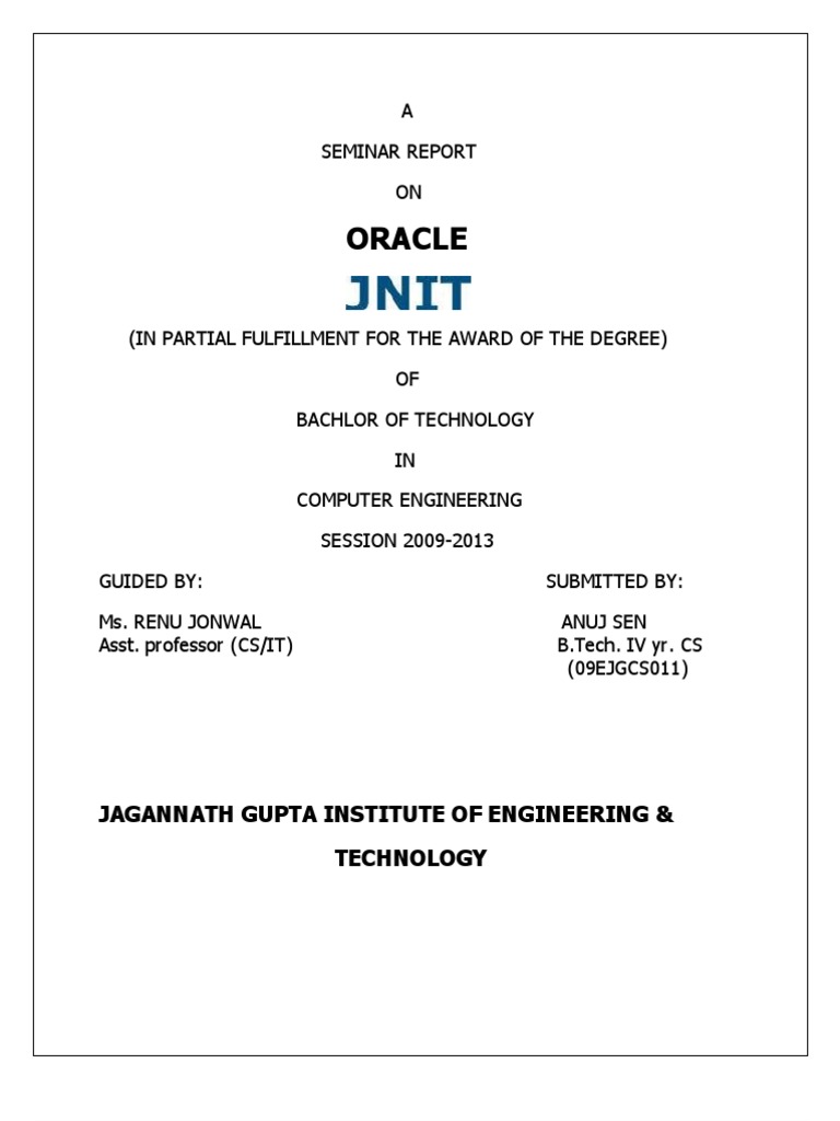 Oracle: Jagannath Gupta Institute of Engineering & Technology | PDF | Pl/Sql | Oracle Database