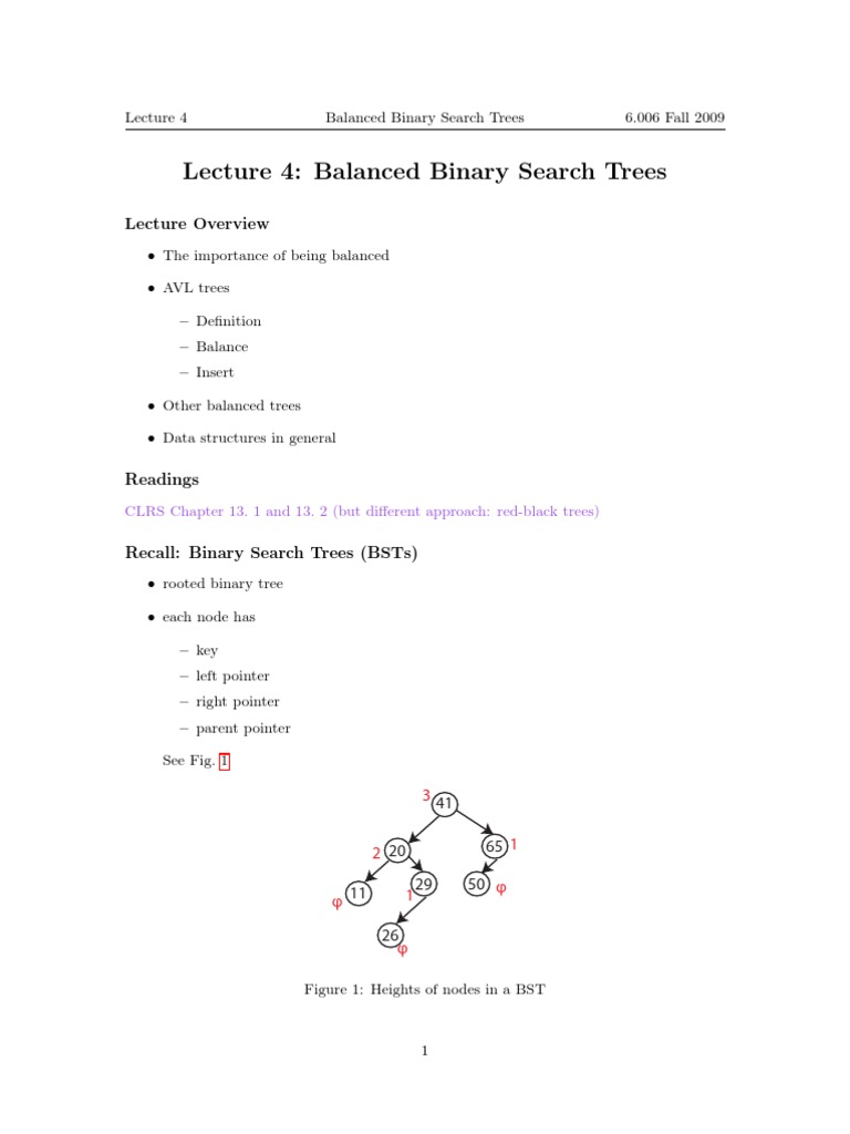 Lecture 4: Balanced Binary Search Trees | PDF | Algorithms And Data Structures | Computer Data
