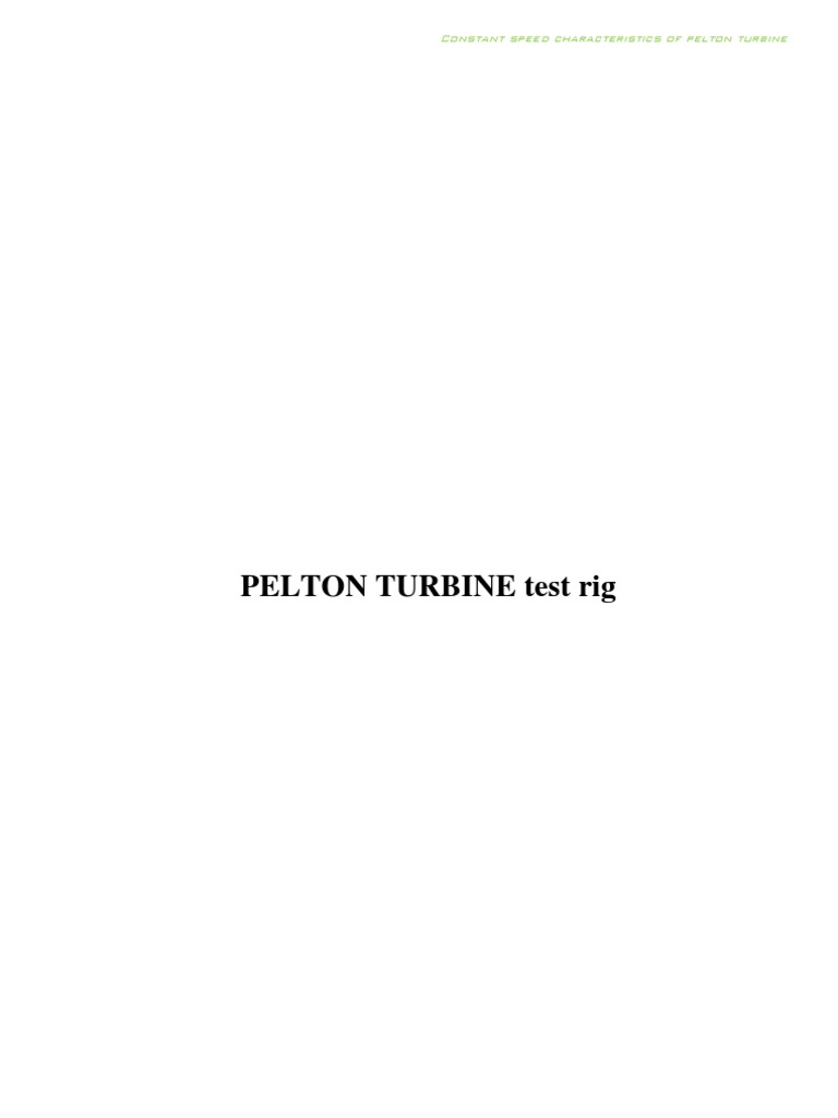 Constant Speed Characteristics of Pelton Turbine | PDF | Turbine ...