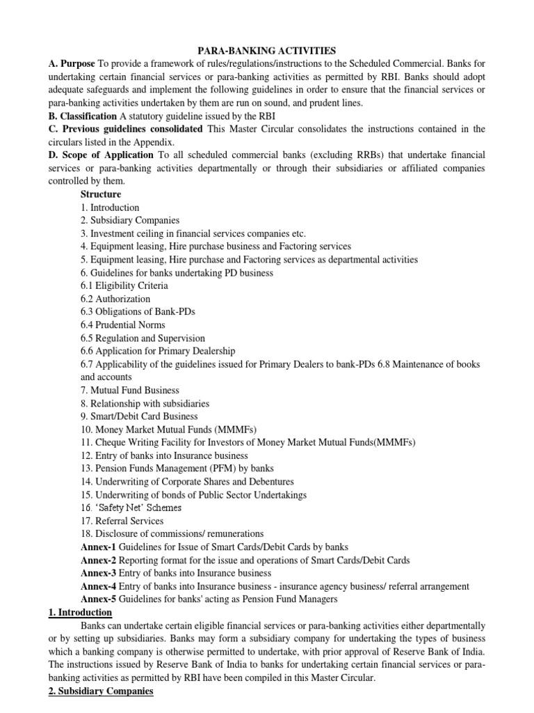Para-Banking Activities | PDF | Factoring (Finance) | Banks