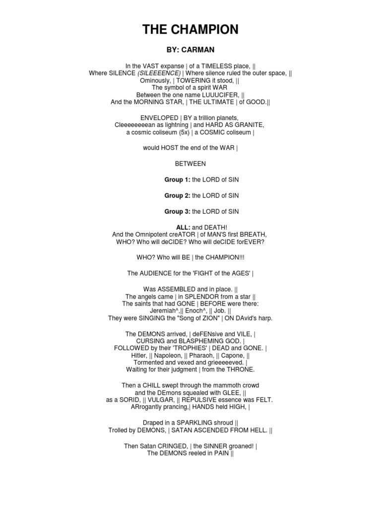 The Champion by Carman | PDF | Satan | Mythology
