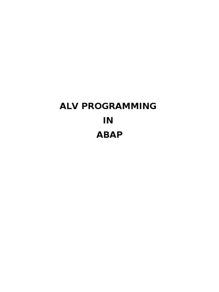 Programming Guide For Creating An Alv Report In Abap Pdf Parameter Computer Programming 