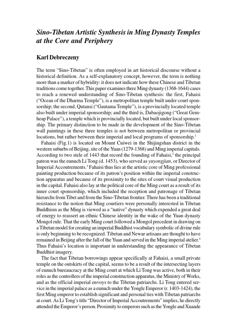 Karl Debreczeny - Sino-Tibetan Artistic Synthesis in Ming Dynasty | PDF ...