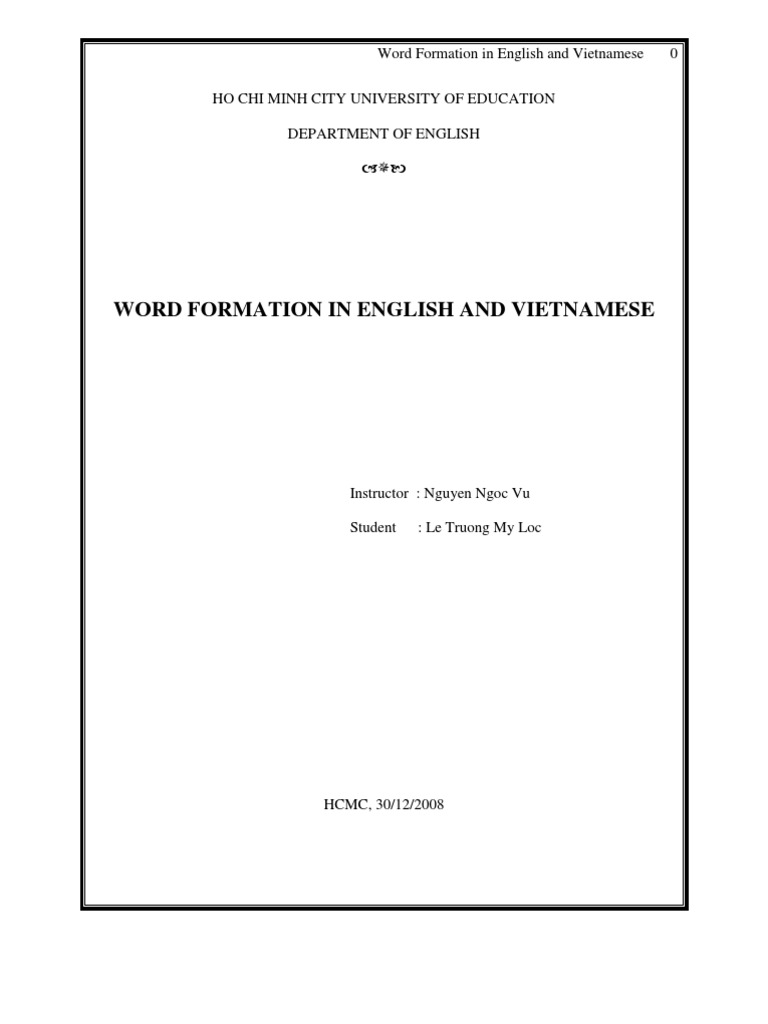 4A05 Le Truong My Loc Word Formation in English and Vietnamese | PDF ...