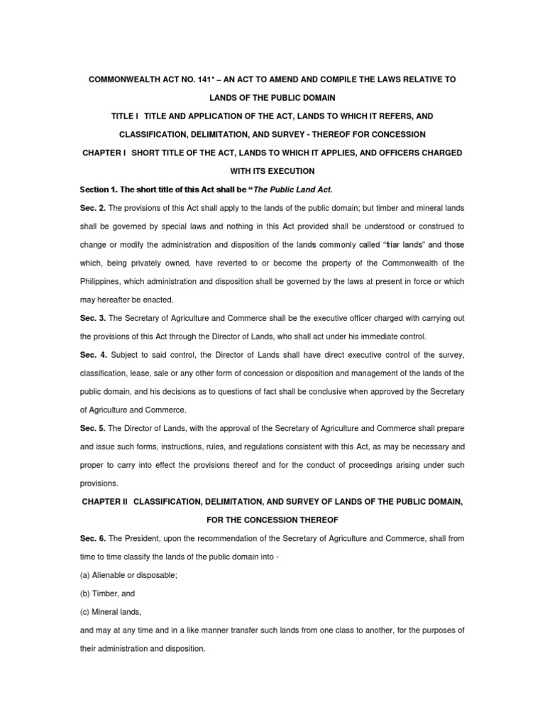 Public Land Act of 1902 CA 141 | PDF | Patent Application | Lease