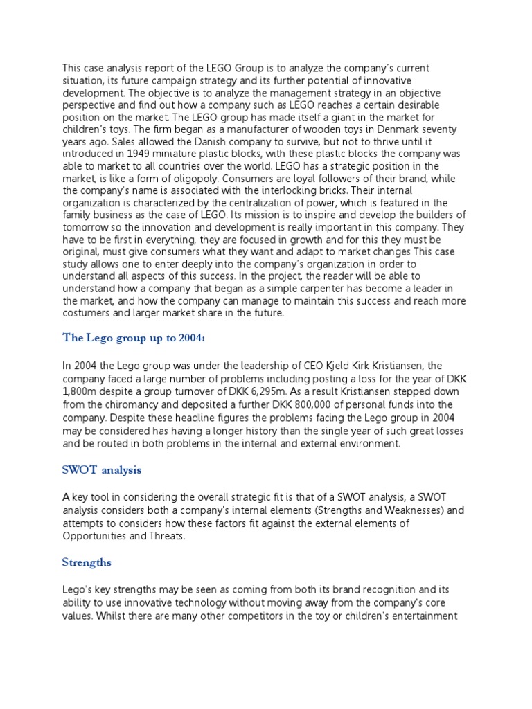 The Lego Group Up To 2004 | PDF | Swot Analysis | Lego
