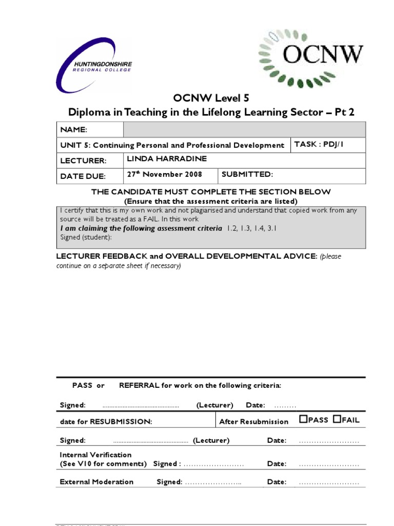 UNIT 5 Continuing Personal and Professional Development | PDF ...