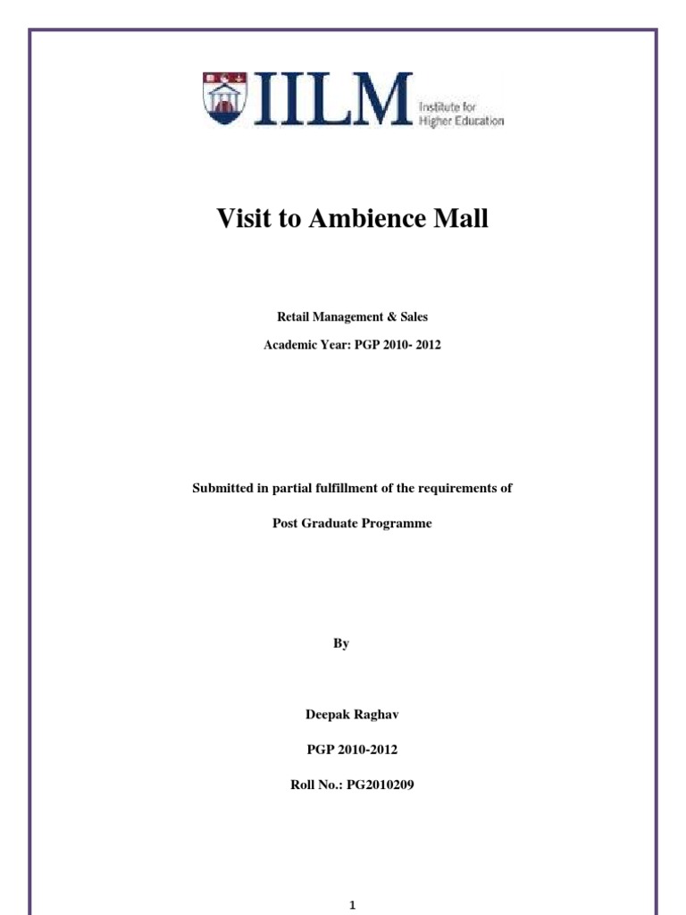 Ambience Mall Report | PDF | Shopping Mall | Retail