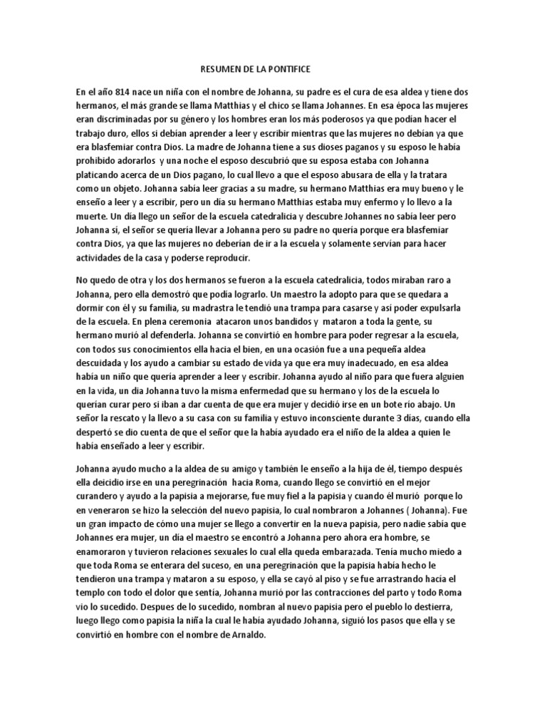 Resumen de La Pontifice | PDF