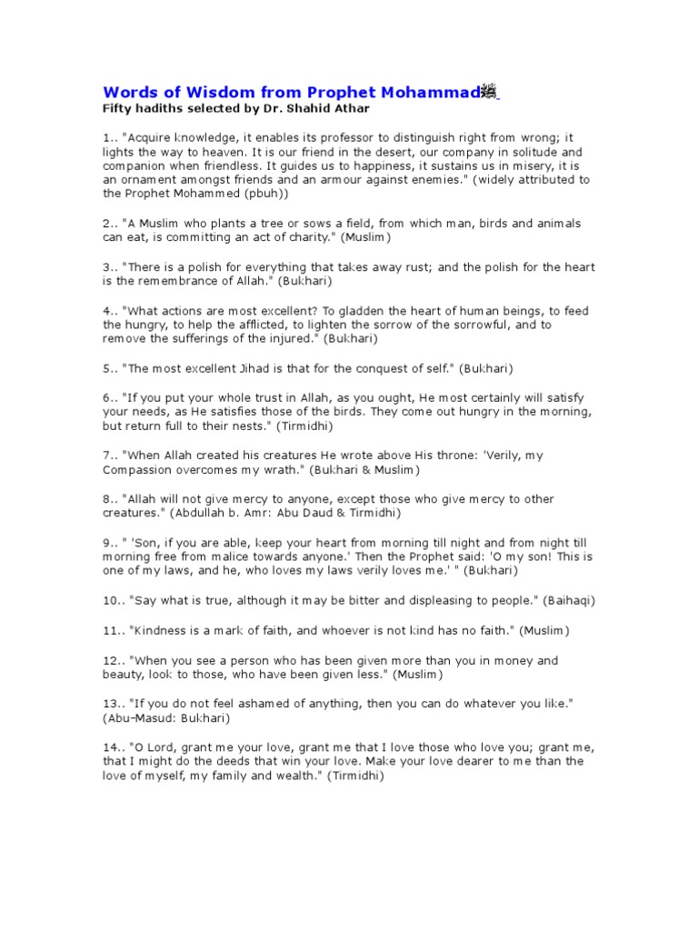 Wisdom 50 Hadith | PDF | Muhammad | Hadith