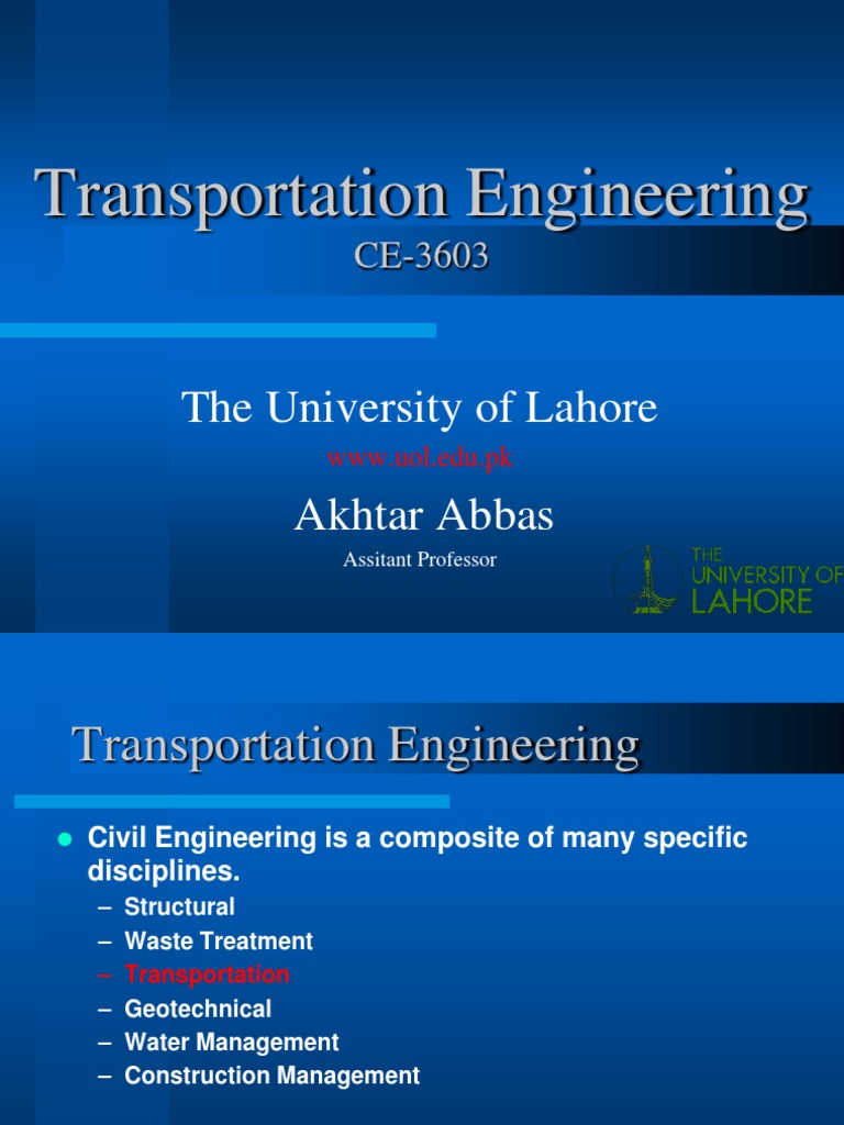 Transportation Engineering - Lecture - 1 | PDF | Track (Rail Transport ...