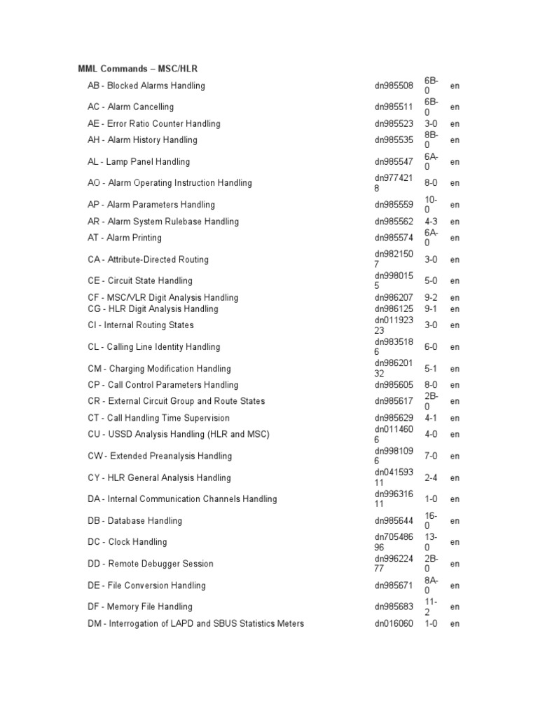 Nokia MSC HLR MML Commands | PDF | Osi Model | Telecommunications Standards
