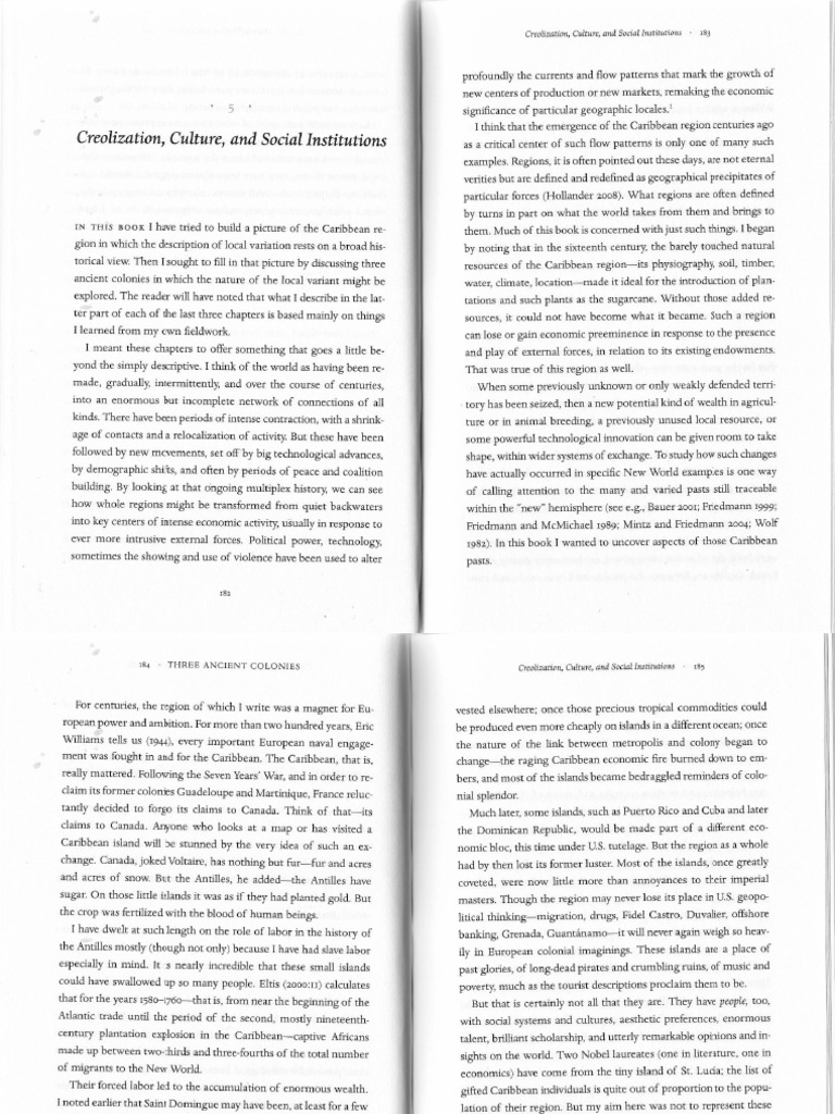 Creolization, Culture and Social Institutions | PDF