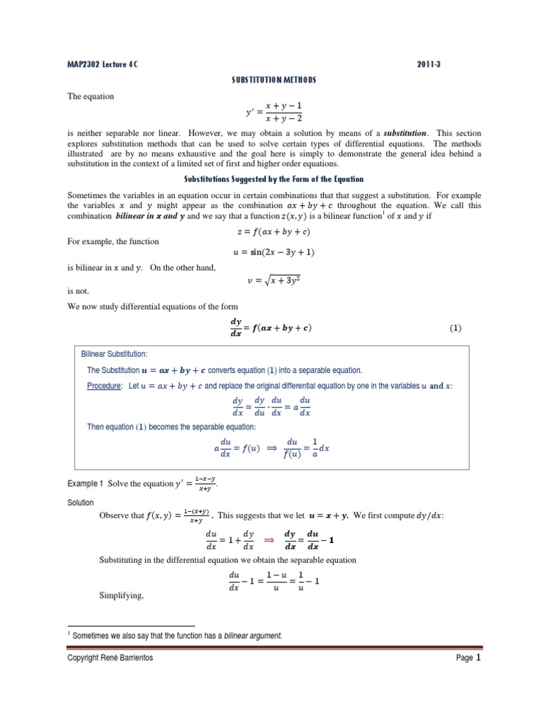 Lecture 4C - Substitution Methods | PDF | Variable (Mathematics ...