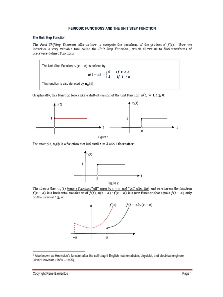 Periodic Functions, The Unit Step Function and The Second Shifting Theorem | PDF | Function ...