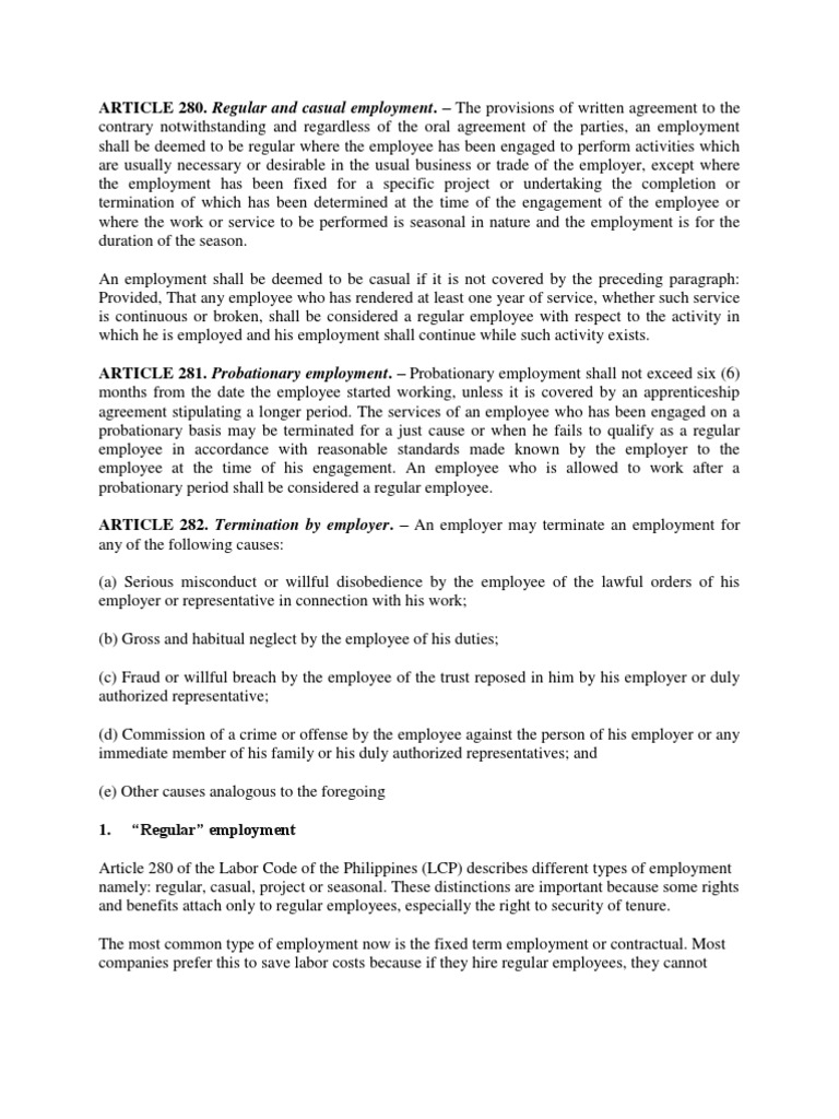 Article 280 | PDF | Collective Bargaining | Employment