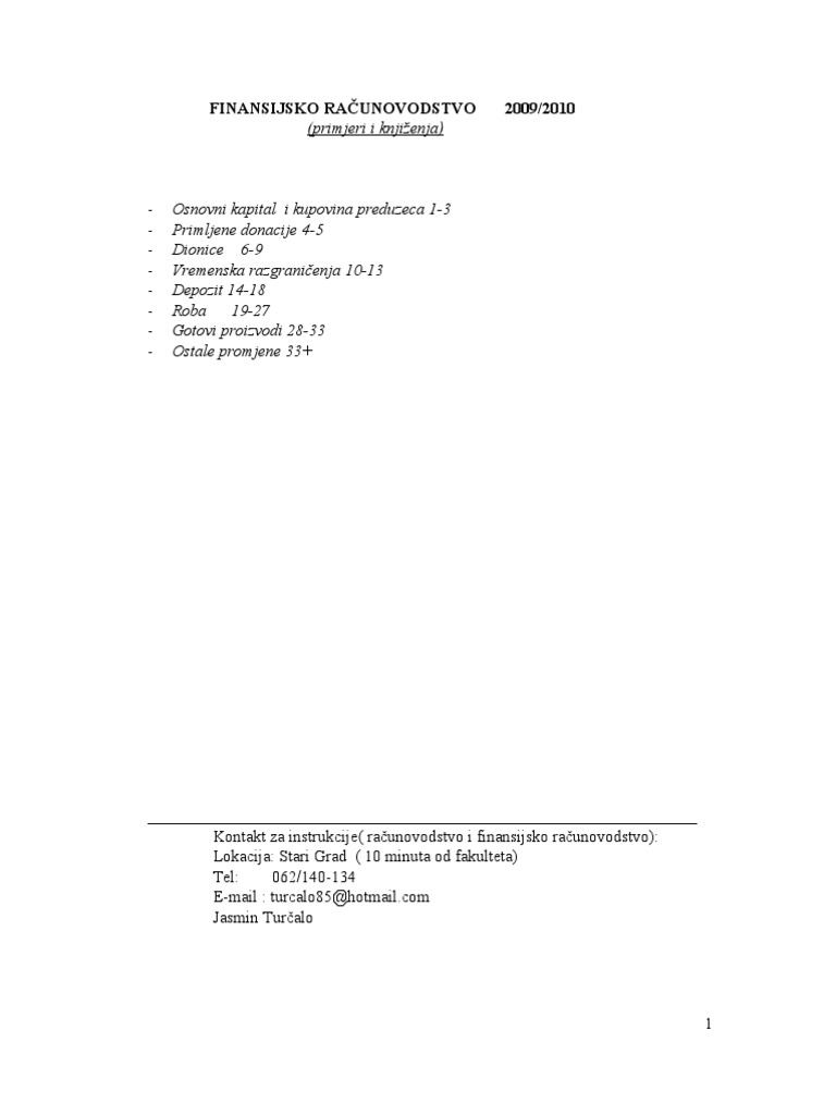 Finansijsko Racunovodstvo | PDF