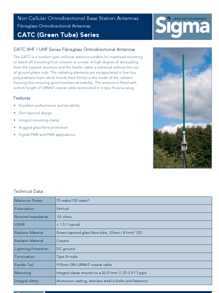 204 - SIGMA Antene Catc Datasheet v1 | PDF | Antenna (Radio) | Radio