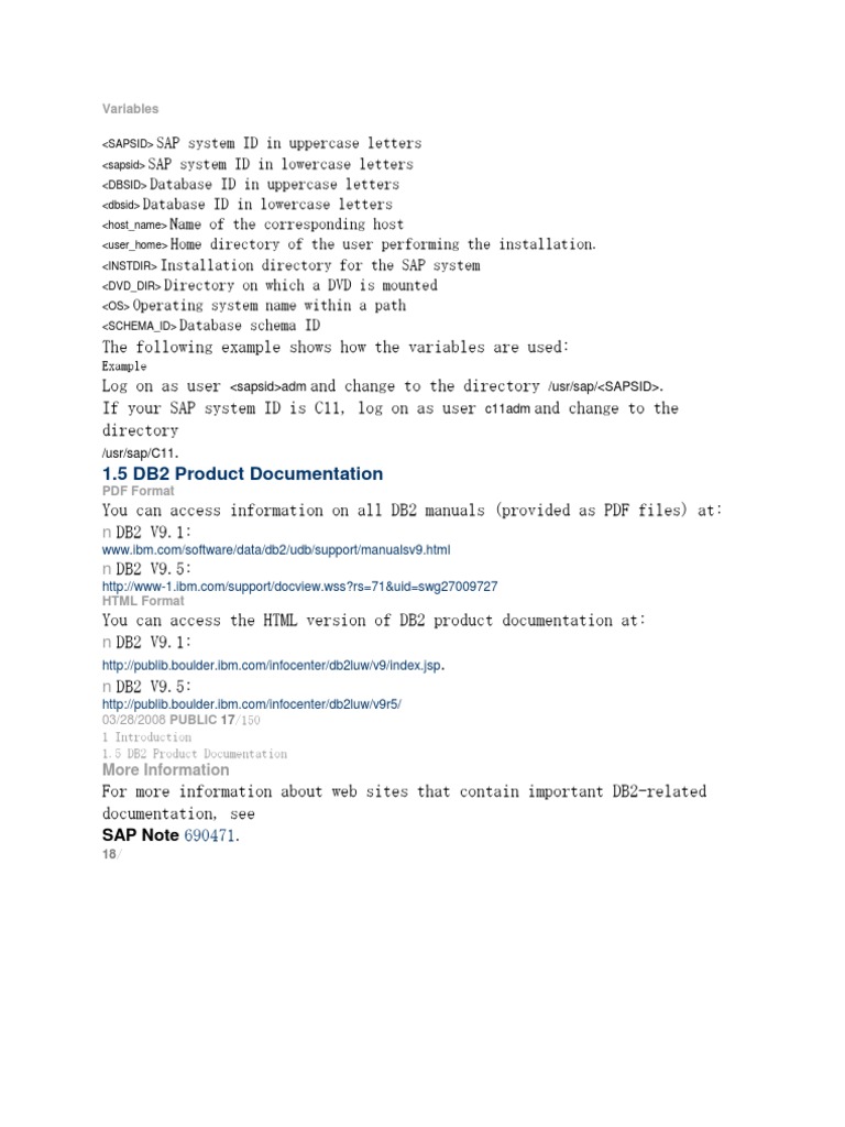 1.5 DB2 Product Documentation: Variables Description | PDF | Ibm Db2 | File System
