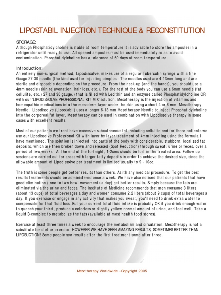 Lipo Stab Il Injection Technique | PDF | Injection (Medicine) | Medical ...
