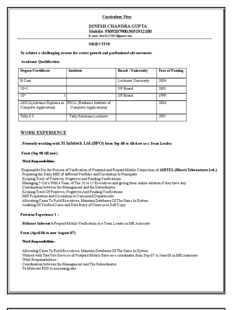 Dinesh Resume | PDF | Business