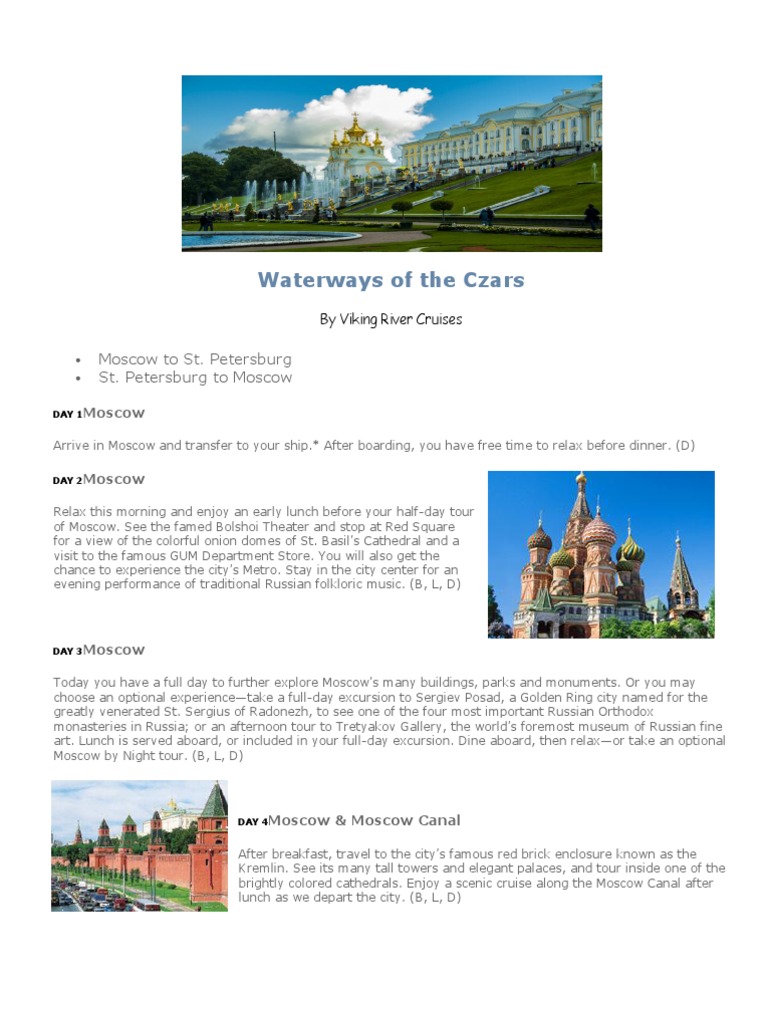 Russian Waterways Cruise Itinerary 2015 | PDF | Moscow | Saint Petersburg