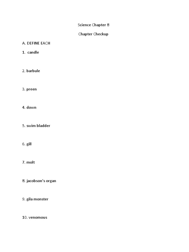 Science Chapter 9-Chapter CheckUp | PDF | Amphibian | Lizard