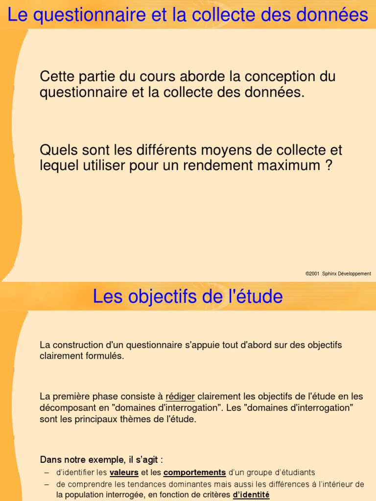 Cours Conception Questionnaire Et Collecte Des Données | PDF | Identité ...