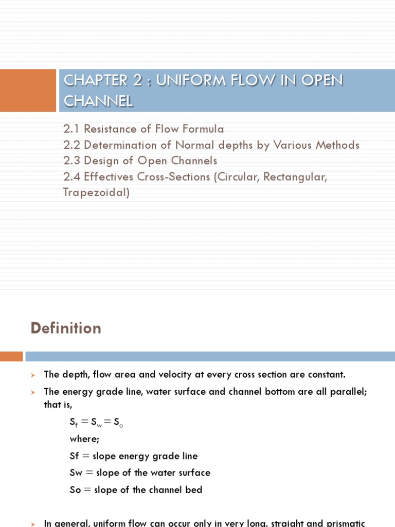 Slides 2 Uniform Flow in Open Channel | PDF | Chemical Engineering ...