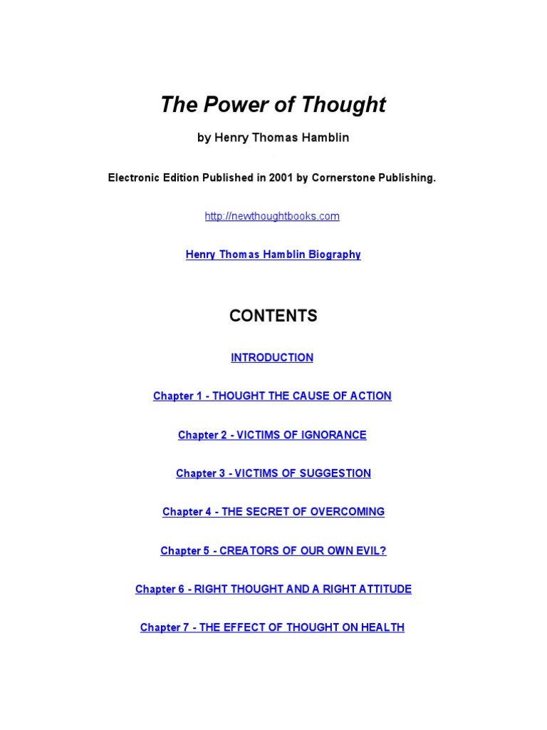 The Power of Thought | PDF | Thought | Mind