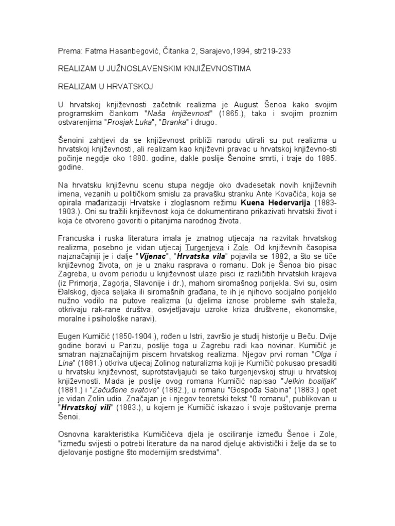 Realizam U Hrvatskoj | PDF