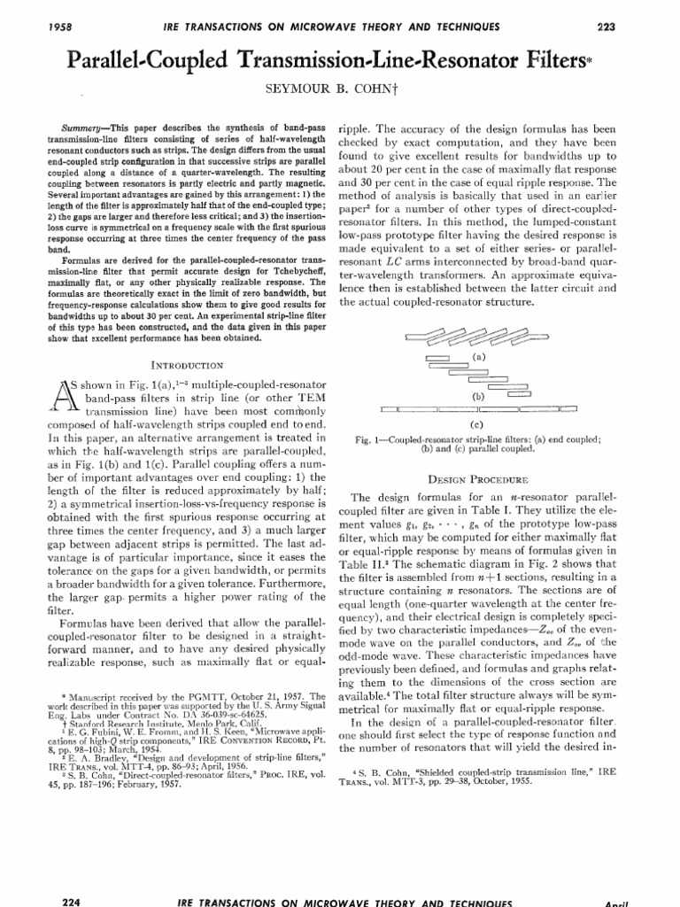 Cohn, S.B. | PDF | Electronic Filter | Transmission Line
